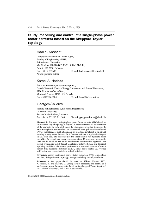 (PDF) Study, modelling and control of a single-phase power factor corrector based on the ...