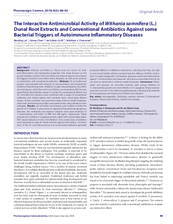 (PDF) The Interactive Antimicrobial Activity of Withania somnifera (L ...