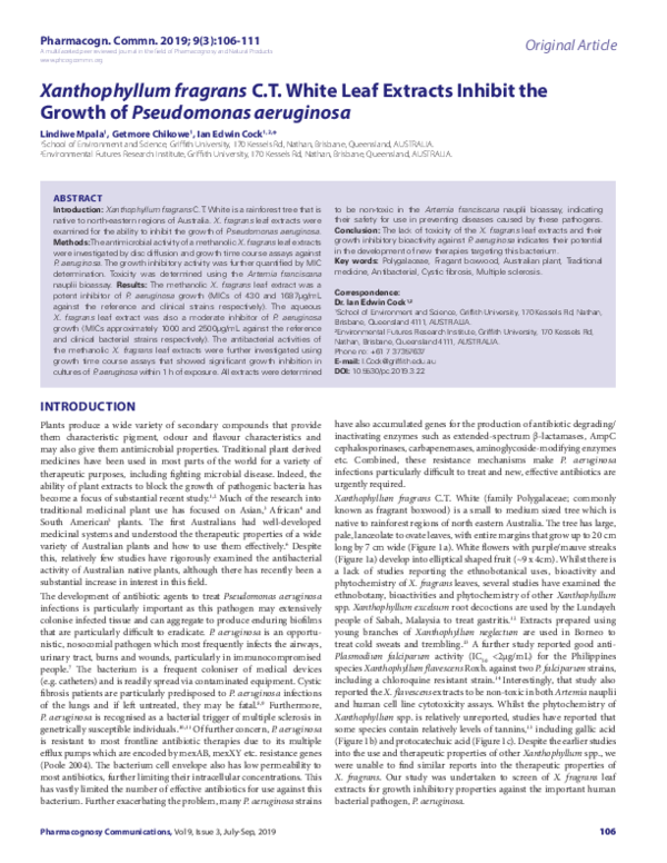 (PDF) Xanthophyllum fragrans C.T. White Leaf Extracts Inhibit the ...
