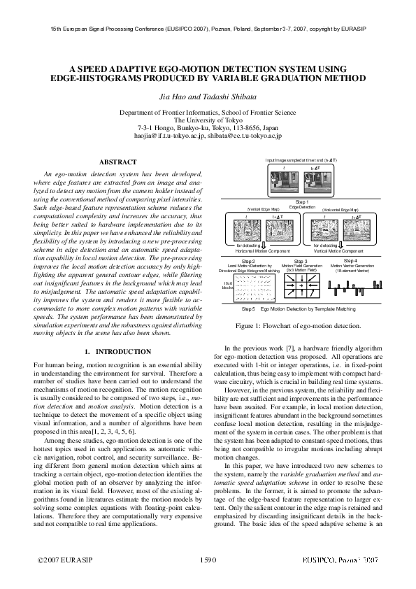 Pdf A Speed Adaptive Ego Motion Detection System Using Edge