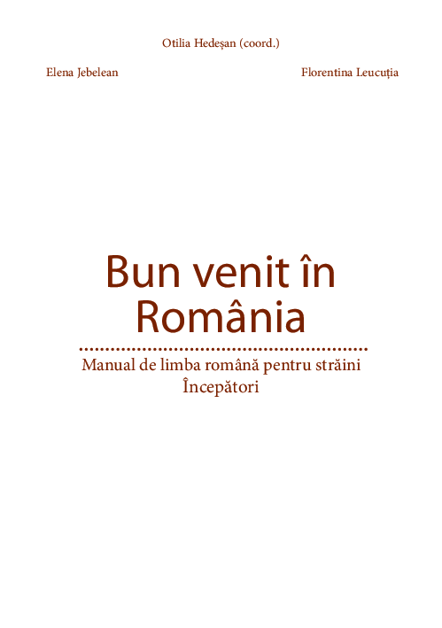 (PDF) Bun venit în România Manual de limba română pentru străini Începători