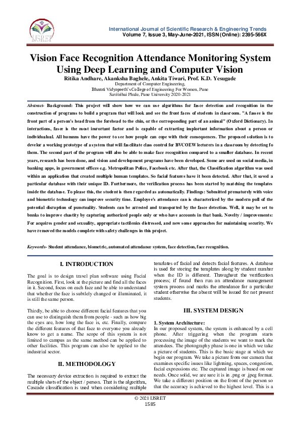 (PDF) Vision Face Recognition Attendance Monitoring System Using Deep ...