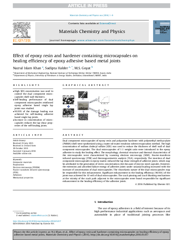 (PDF) Effect of epoxy resin and hardener containing microcapsules on ...