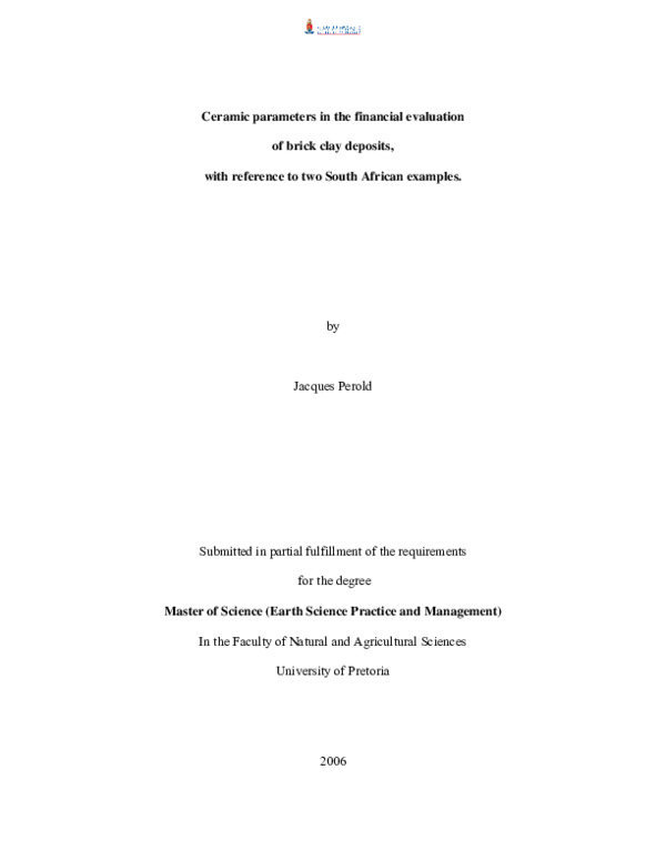 (PDF) Ceramic parameters in the financial evaluation of brick clay ...
