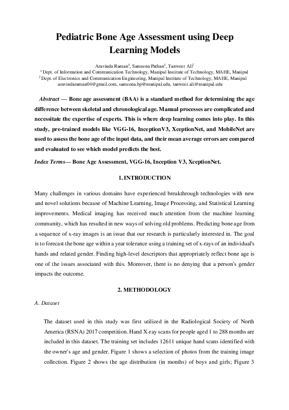 Pdf Pediatric Bone Age Assessment Using Deep Learning Models