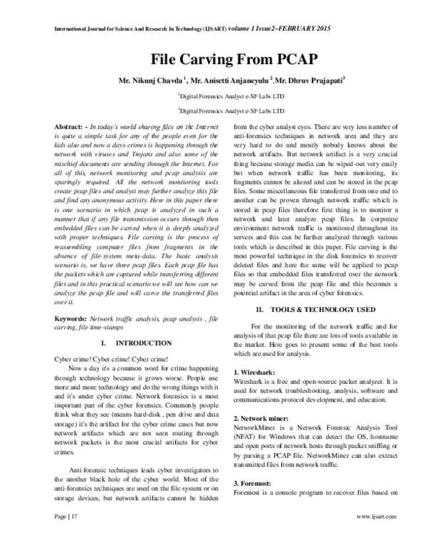 (PDF) File Carving From PCAP