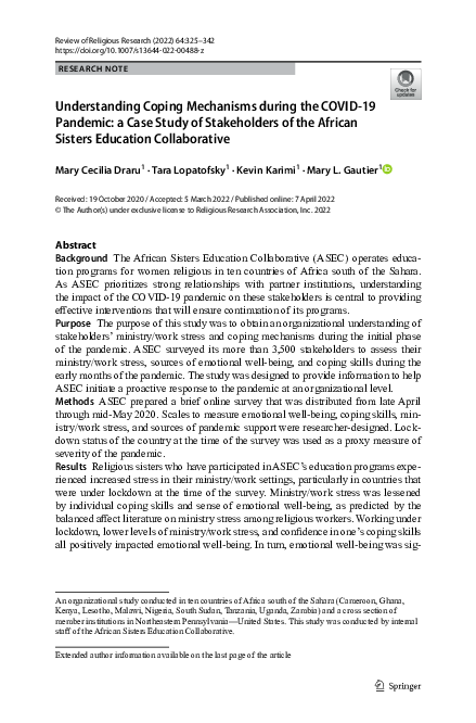 (PDF) Understanding Coping Mechanisms during the COVID-19 Pandemic: a ...