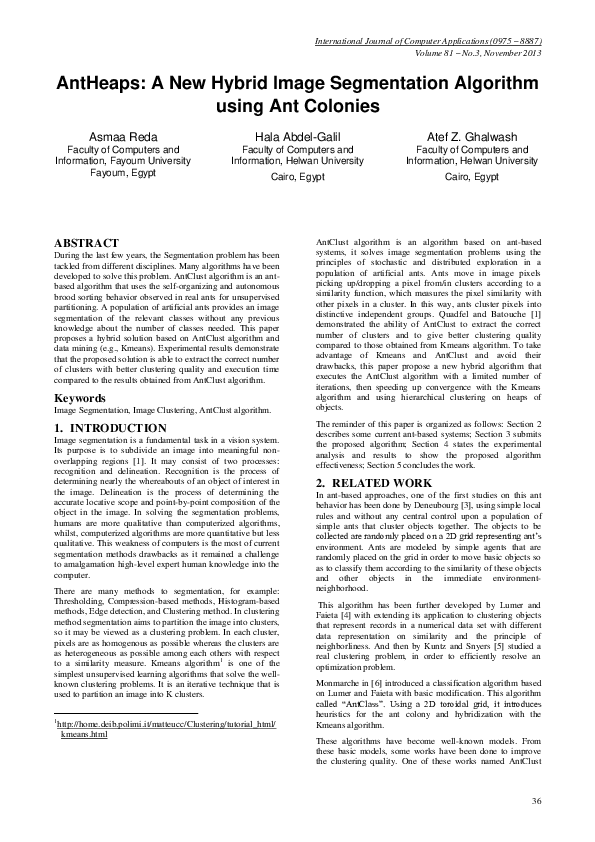 (PDF) AntHeaps: A New Hybrid Image Segmentation Algorithm using Ant Colonies