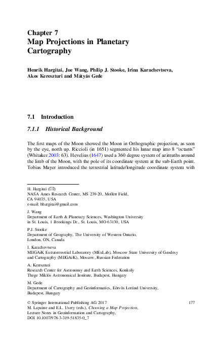 (PDF) Map Projections in Planetary Cartography