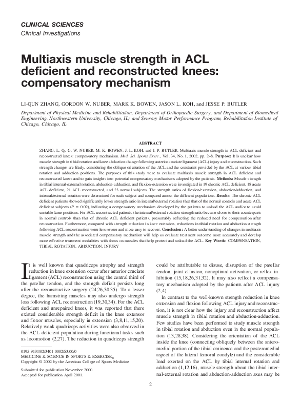 (PDF) Multiaxis muscle strength in ACL deficient and reconstructed ...