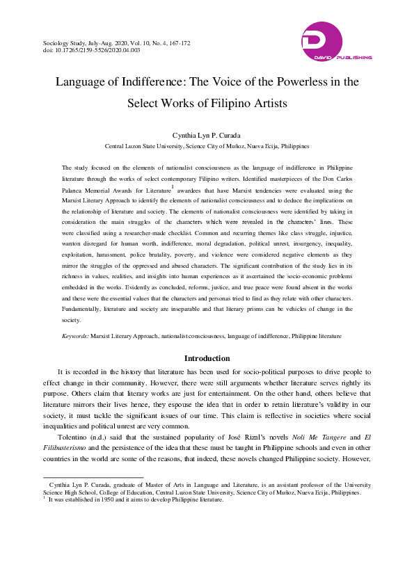 (PDF) Language of Indifference: The Voice of the Powerless in the ...