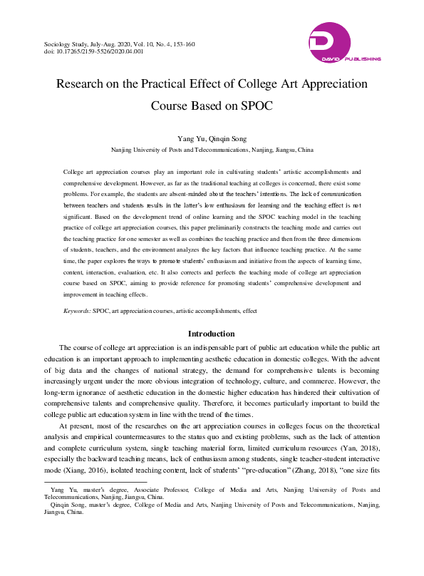 (PDF) Research on the Practical Effect of College Art Appreciation ...