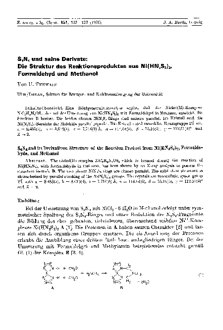 (PDF) S4N4 und seine Derivate: Die Struktur des Reaktionsproduktes aus ...