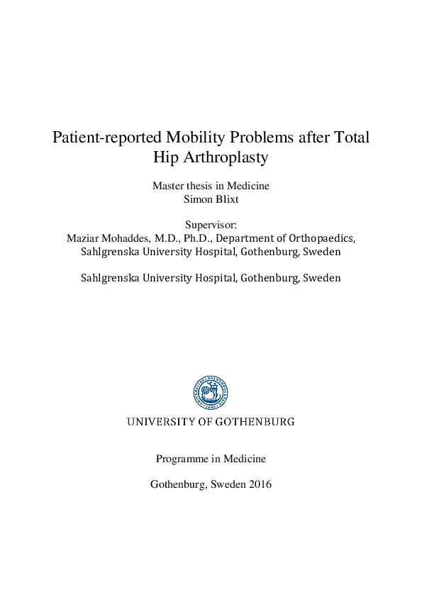 (PDF) Patient-reported Mobility Problems after Total Hip Arthroplasty ...