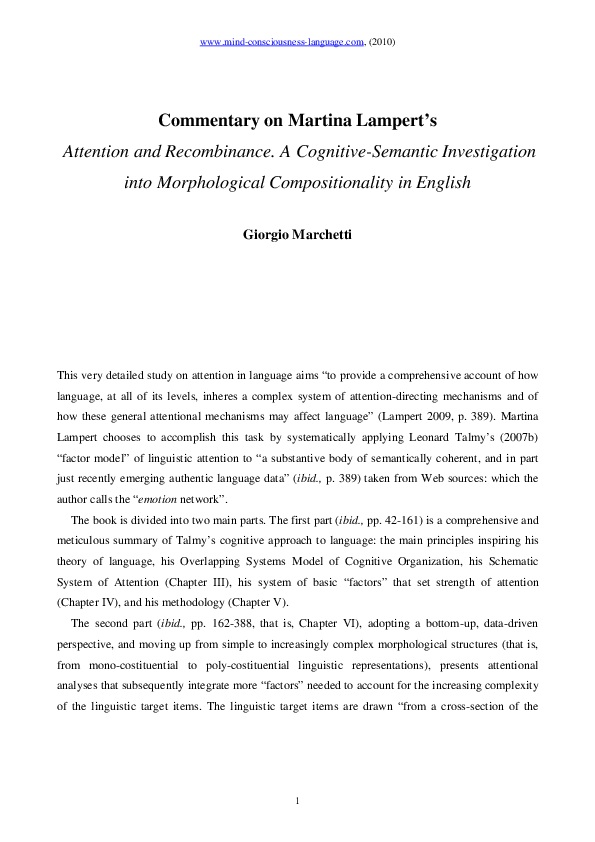 (PDF) Commentary on Martina Lampert's Attention and Recombinance. A ...