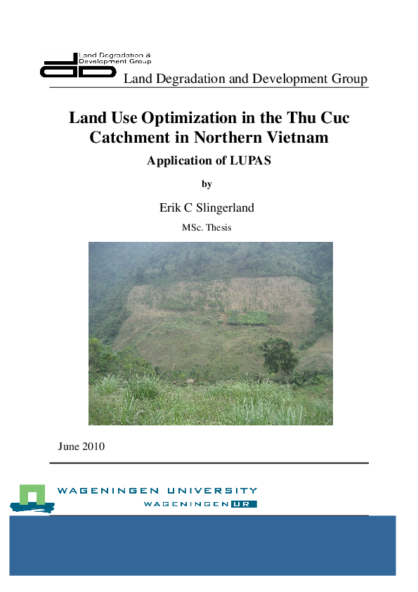 (PDF) Land Degradation and Development Group Land Use Optimization in the Thu Cuc Catchment in ...