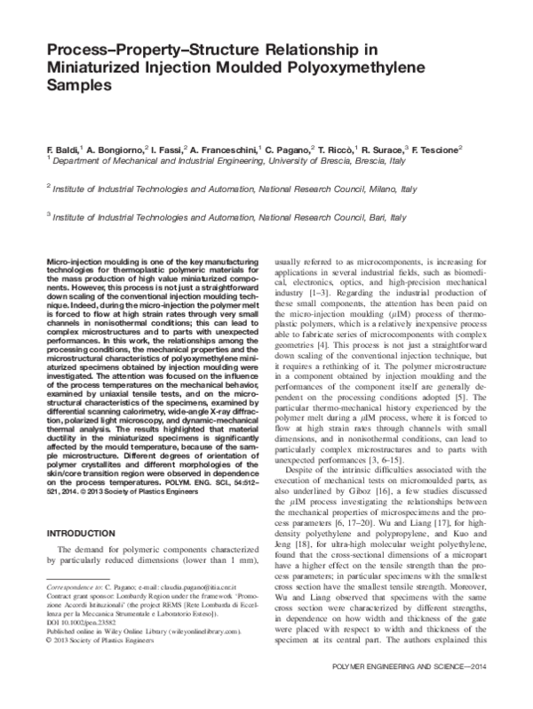 (PDF) Process-property-structure relationship in miniaturized injection ...