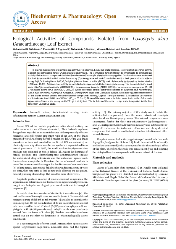 (PDF) Biological Activities of Compounds Isolated from Loxostylis alata ...