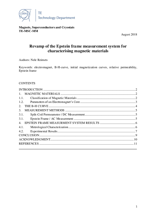 (PDF) Revamp of the Epstein frame measurement system for characterising ...
