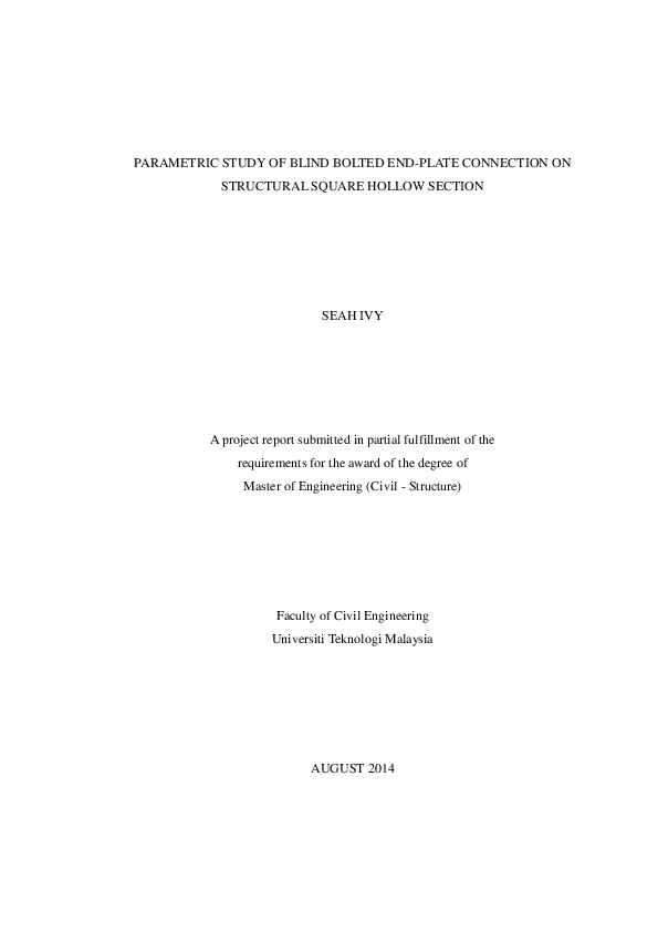 (PDF) Parametric study of blind bolted end-plate connection on ...