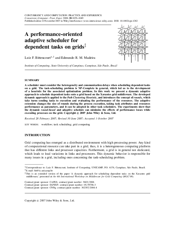 Pdf A Performance Oriented Adaptive Scheduler For Dependent Tasks On