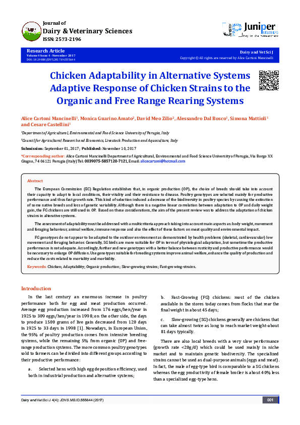 (PDF) Chicken Adaptability in Alternative Systems Adaptive Response of ...