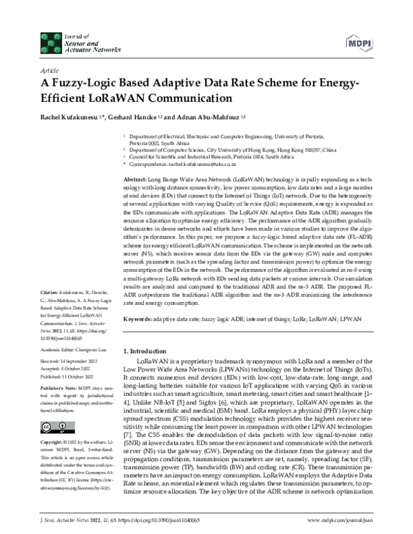 (PDF) A Fuzzy-Logic Based Adaptive Data Rate Scheme for Energy ...