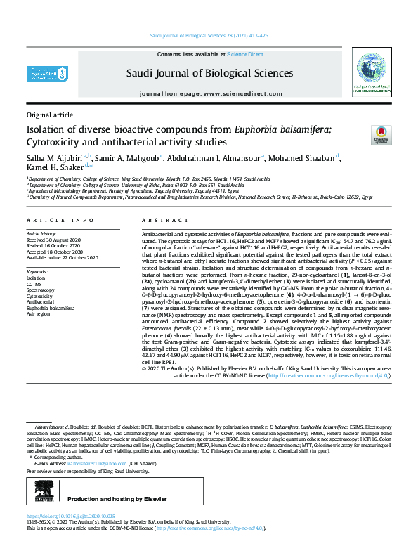(PDF) Isolation of diverse bioactive compounds from Euphorbia ...