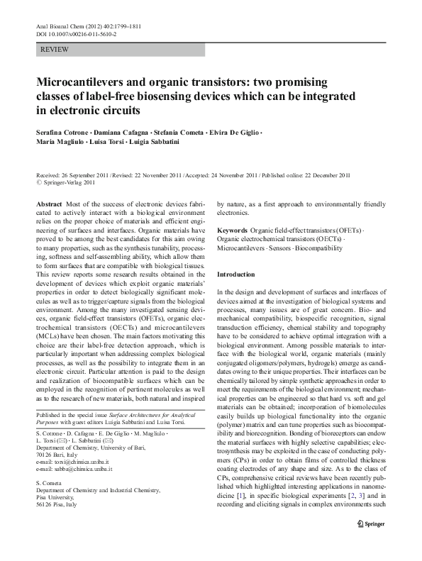 (PDF) Microcantilevers and organic transistors: two promising classes ...