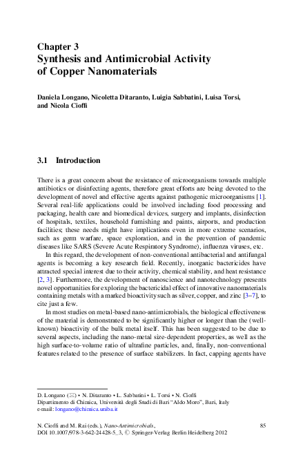(PDF) Synthesis and Antimicrobial Activity of Copper Nanomaterials