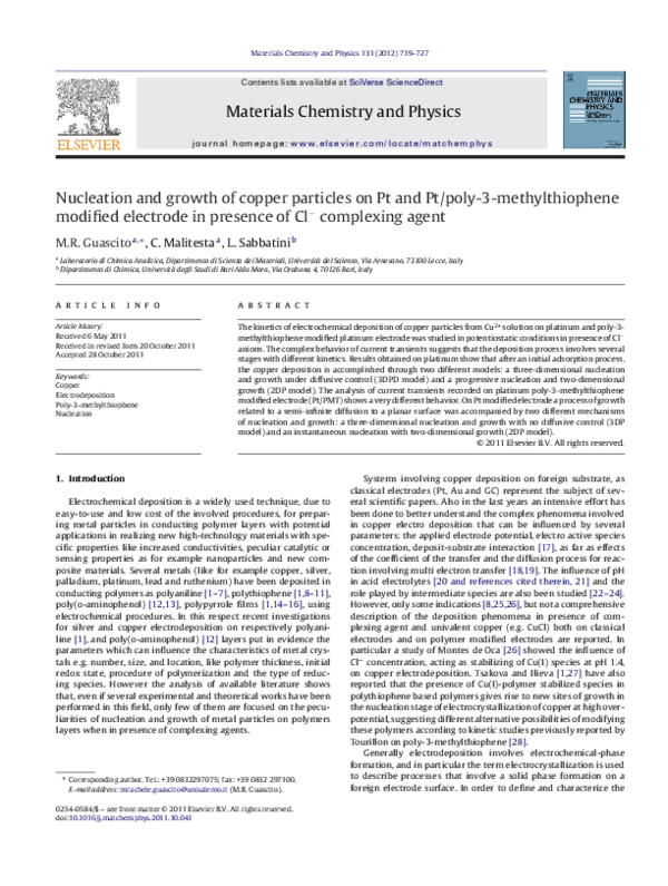 (PDF) Nucleation and growth of copper particles on Pt and Pt/poly-3 ...