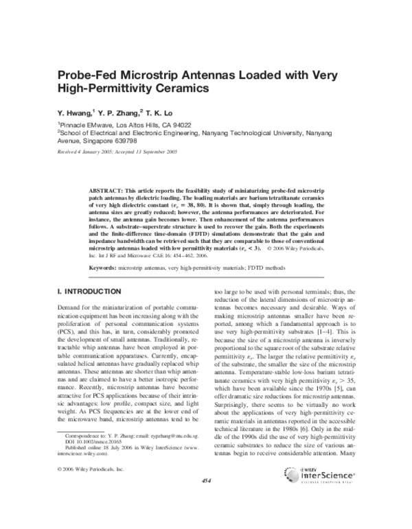 (PDF) Probe-fed microstrip antennas loaded with very high-permittivity ...
