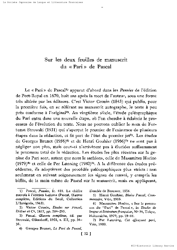 (PDF) Sur les deux feuilles de manuscrit du de Pascal