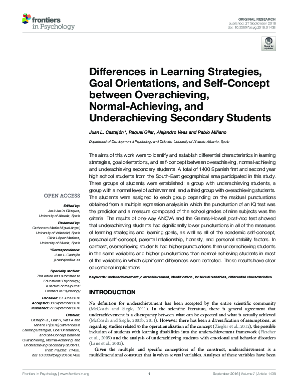 (PDF) Differences in Learning Strategies, Goal Orientations, and Self ...