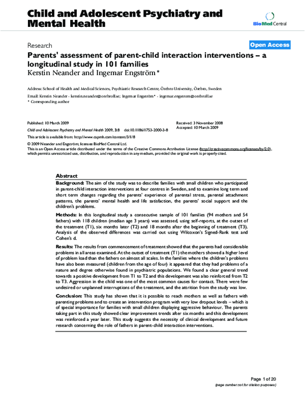 (PDF) Parents' assessment of parent-child interaction interventions – a ...