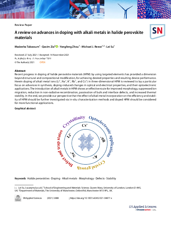 (PDF) A review on advances in doping with alkali metals in halide perovskite materials