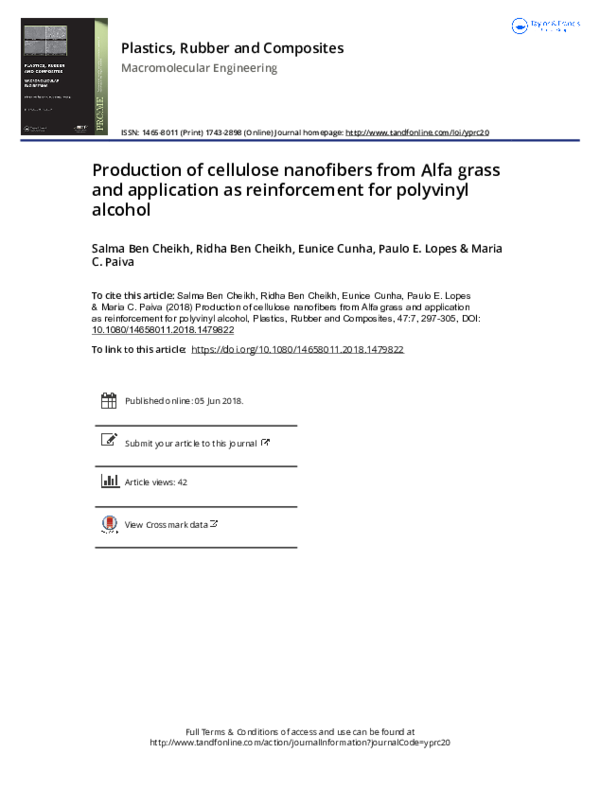 (PDF) Production of cellulose nanofibers from Alfa grass and ...