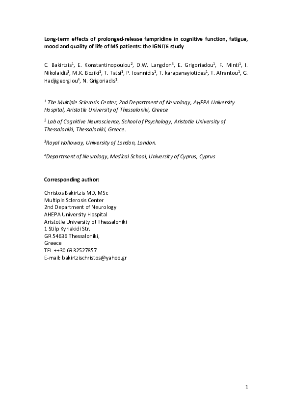 (PDF) Long-term effects of prolonged-release fampridine in cognitive ...