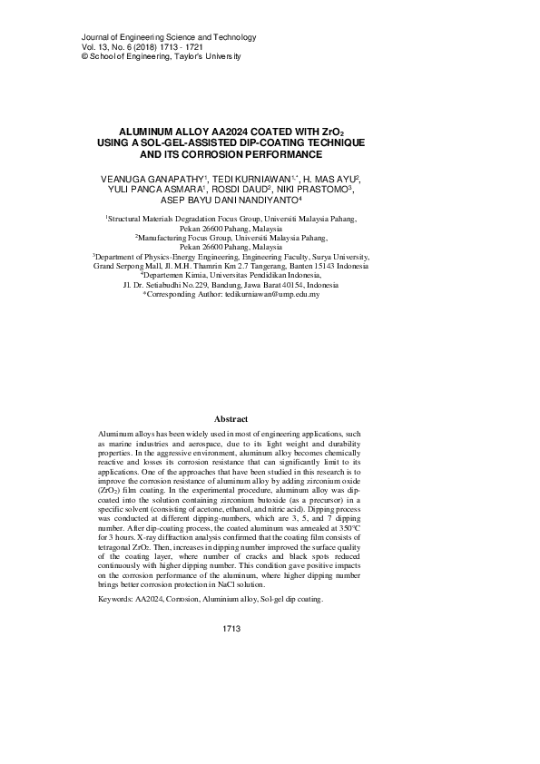 (PDF) Corrosion Resistance of AA2024 with ZrO2 Coating