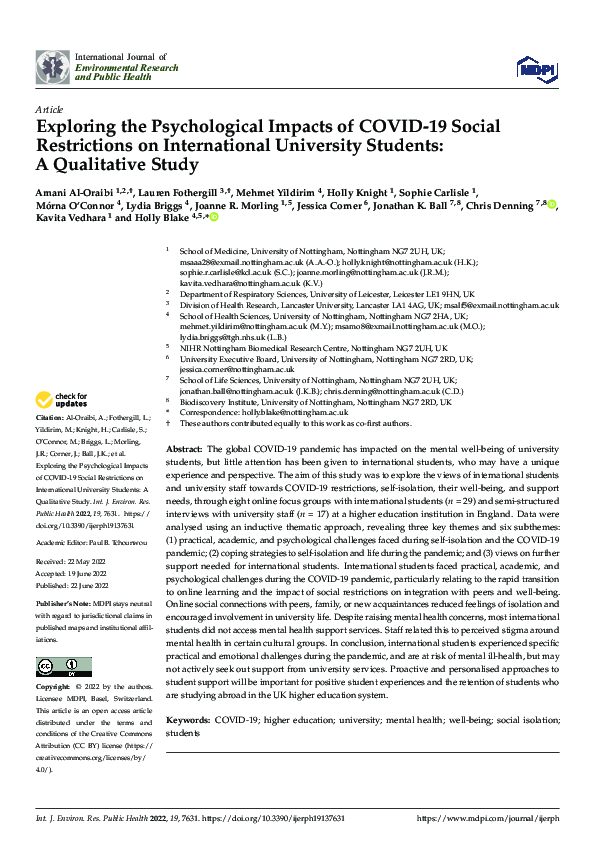 (PDF) Exploring the Psychological Impacts of COVID-19 Social ...