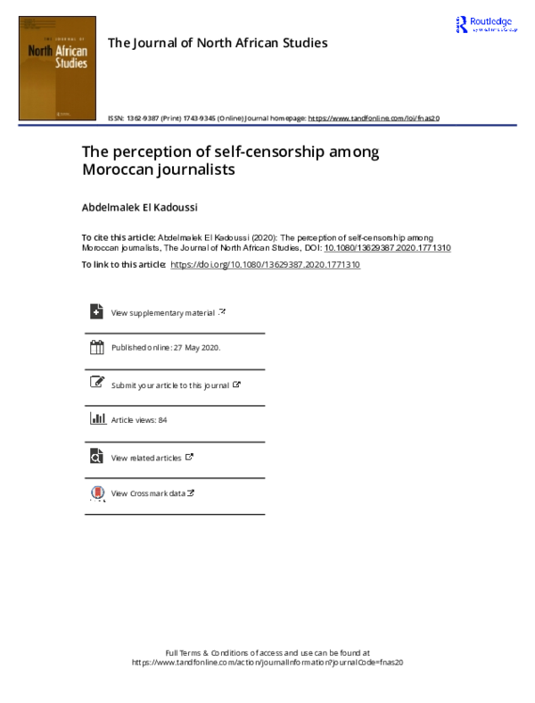 (PDF) The perception of self-censorship among Moroccan journalists