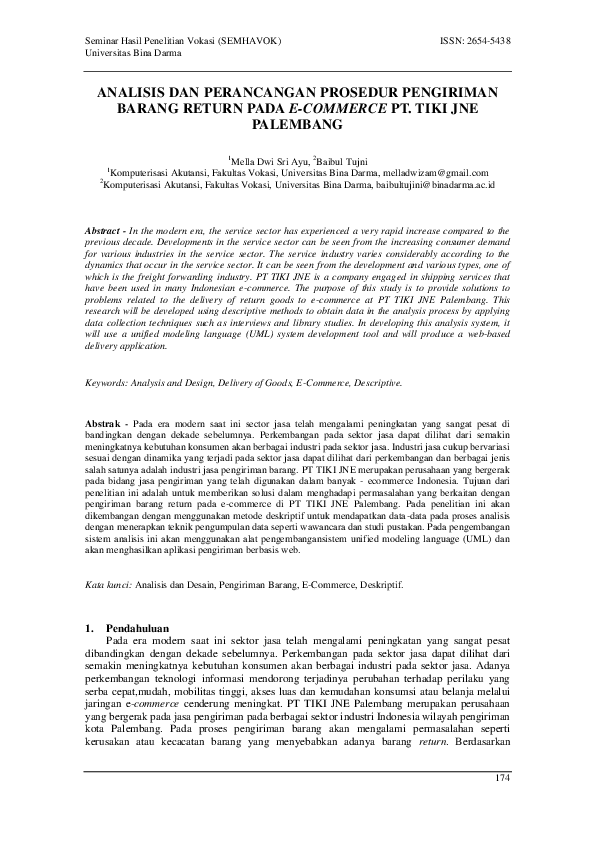 (PDF) Analisis Dan Perancangan Prosedur Pengiriman Barang Return Pada E ...