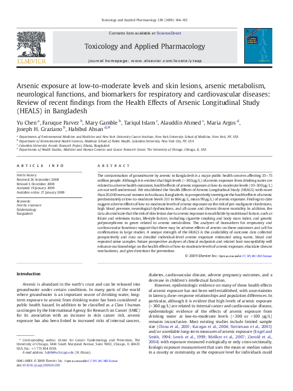 (PDF) Arsenic exposure at low-to-moderate levels and skin lesions ...