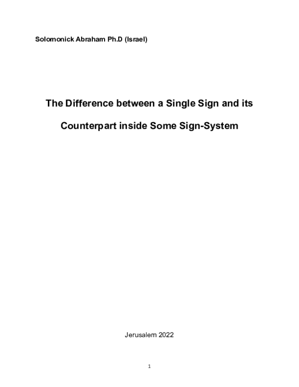 (DOC) The Difference between a Single Sign and its Counterpart inside ...