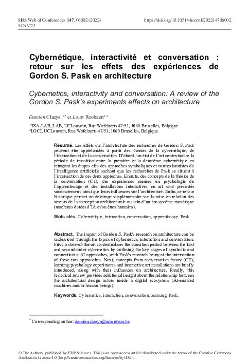 (PDF) Cybernétique, interactivité et conversation : retour sur les ...