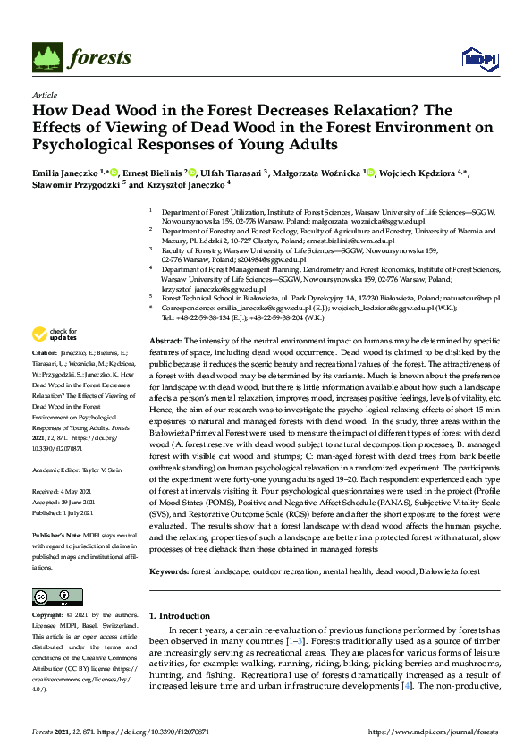(PDF) How Dead Wood in the Forest Decreases Relaxation? The Effects of ...