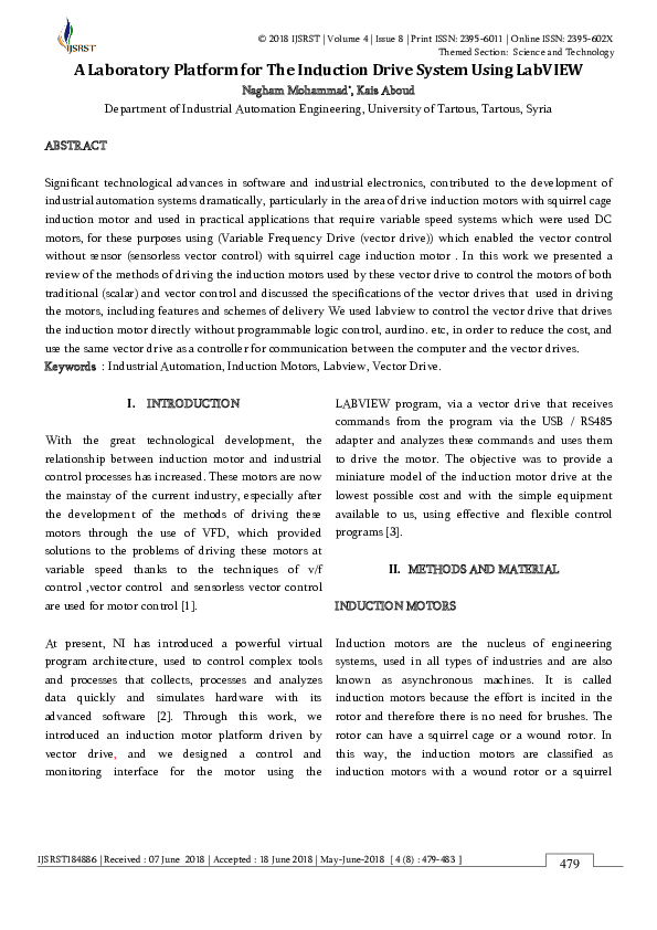 (PDF) A Laboratory Platform for The Induction Drive System Using LabVIEW