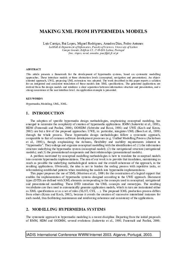 (PDF) Making XML from hypermedia models