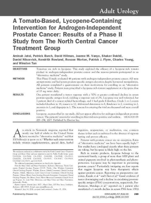 (PDF) A Tomato-Based, Lycopene-Containing Intervention for Androgen ...