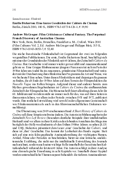 (PDF) Sammelrezension: Filmkritik